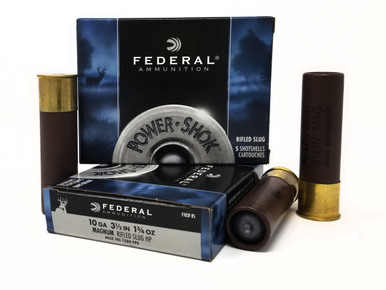Federal 10 Gauge Ammunition Power-Shok F103FRS 3-1/2” Slug 1-3/4oz ...