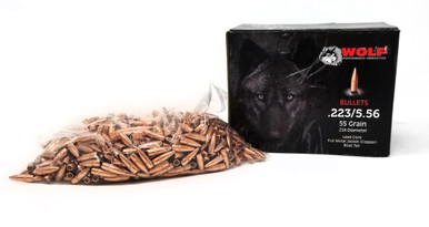 Wolf 223/556 (.224 Diameter) Reloading Bullets W22355FMJBUL 55 Grain ...