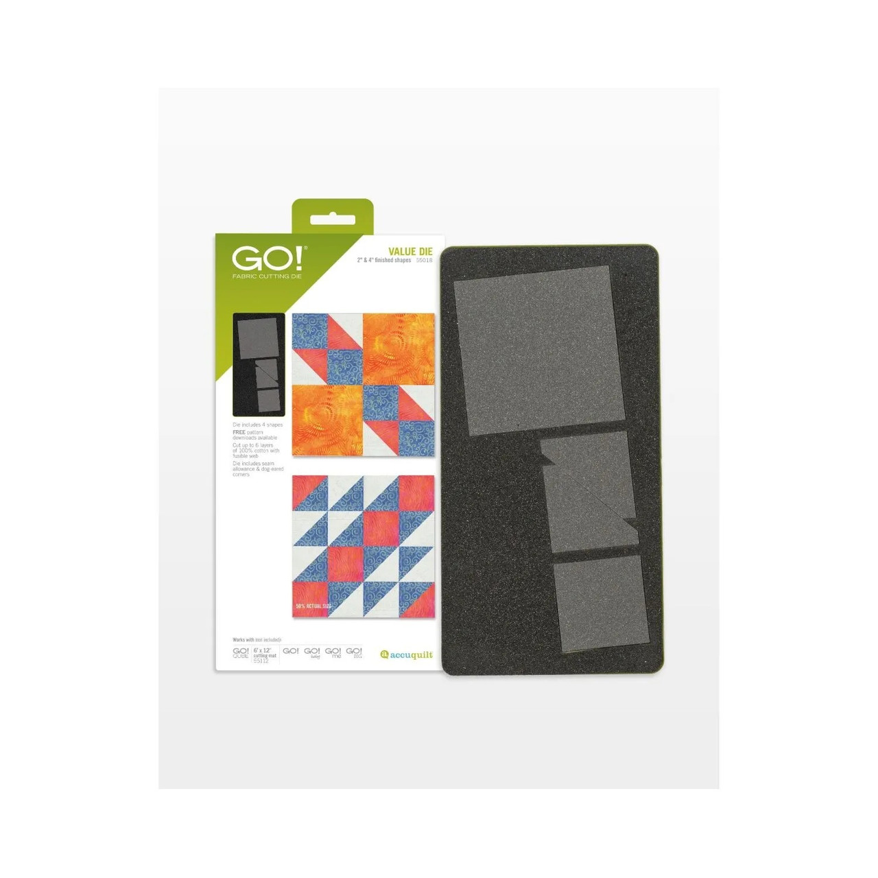 55018 - AccuQuilt Die - Value Die 2" & 4" finished shapes - Sew & Co