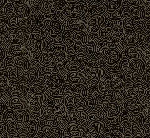 Ponga Koru in Black | Kiwiana | per 10cm - Sew & Co