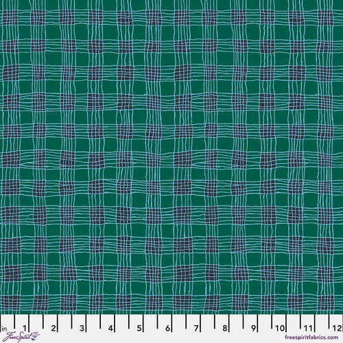 Gingham in Aqua | Brandon Mably | 55cm remnant - Sew & Co