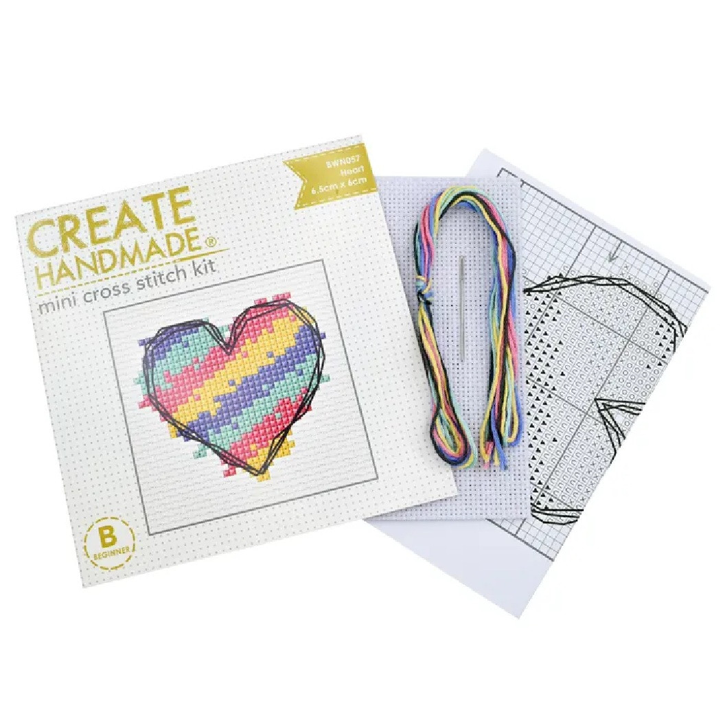 Mini Cross Stitch Kit - Heart | Create Handmade - Sew & Co
