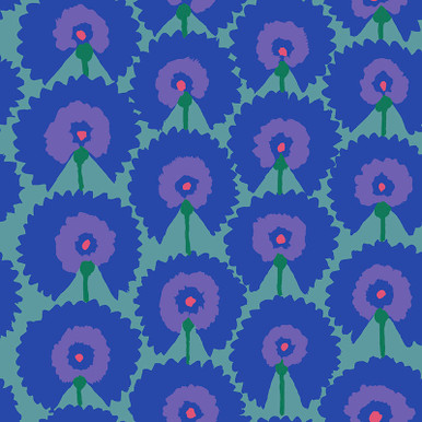 Regal Fans in Blue | Kaffe Fassett Collective | per 10cm - Sew & Co