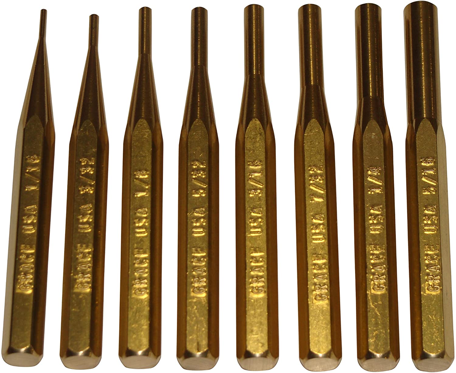 Grace USA Gun Care Brass Pin Punch Set - Give 5 To Cancer