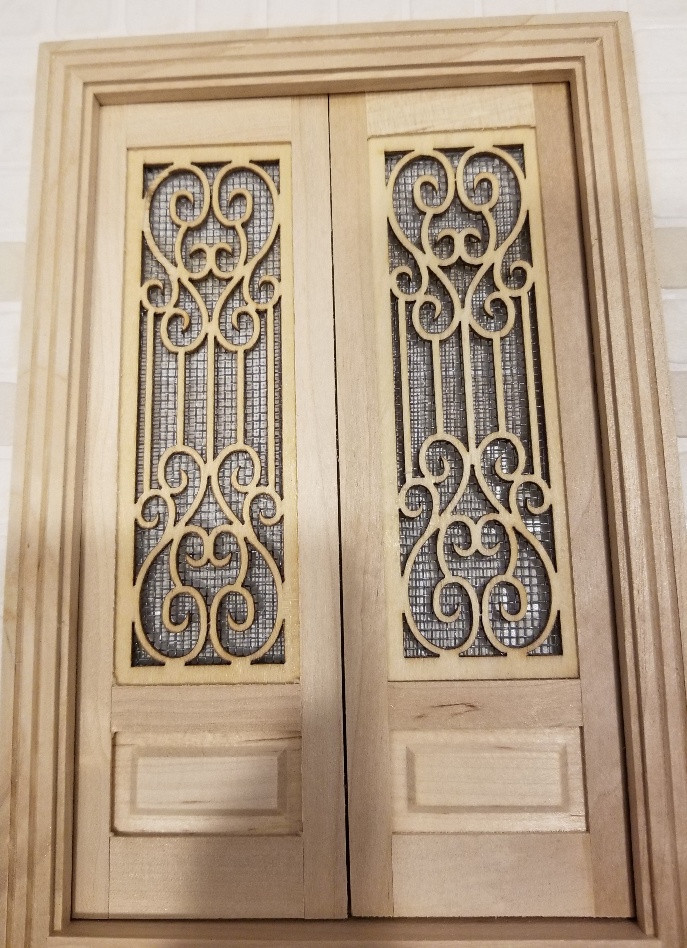 1/12 Scale Fancy Double Screen Door with Threshold - Grandpa's Doll House