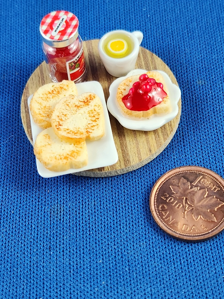 Miniature Strawberry Jam with Toast Breakfast - Grandpa's Doll House