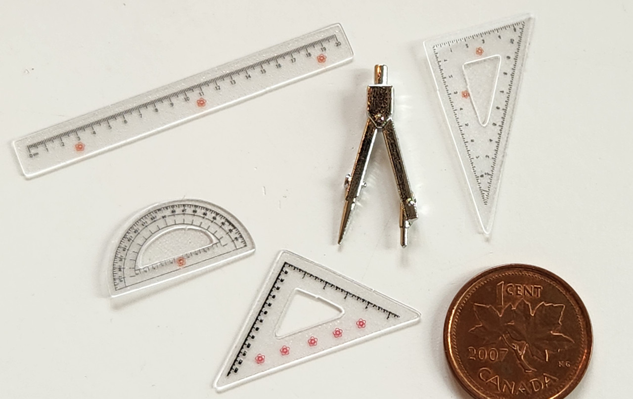 1/12 Scale Metal Compass & Measuring Devices - Grandpa's Doll House