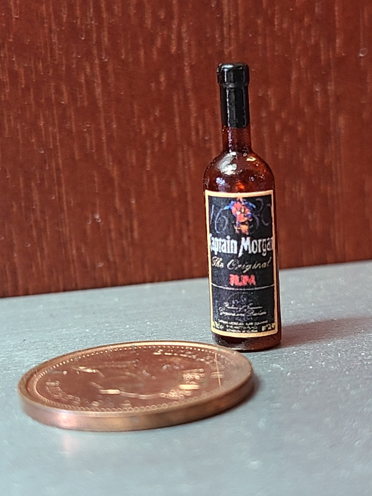 Miniature 1/12 Scale Bottle of Captain Morgan Rum - Grandpa's Doll House