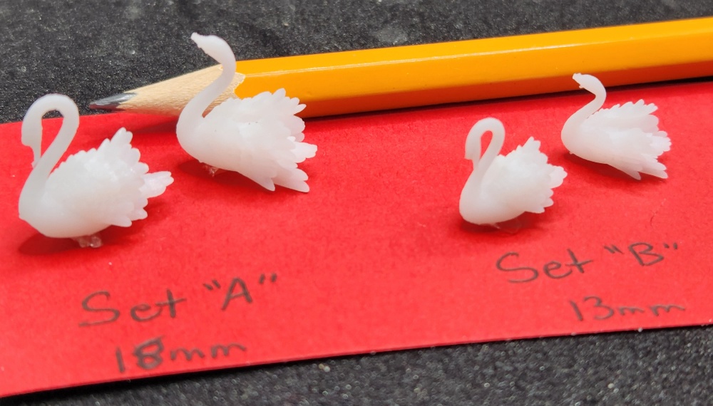 Pair of Miniature Plastic Swans - Grandpa's Doll House