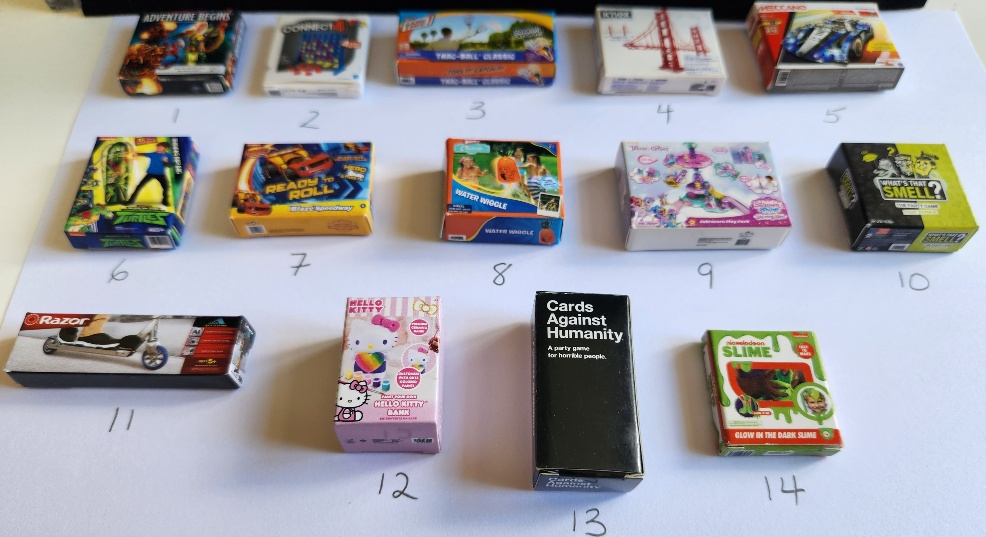 1/12 Scale Miniature Toy & Game Box - Selection A - Grandpa's Doll House