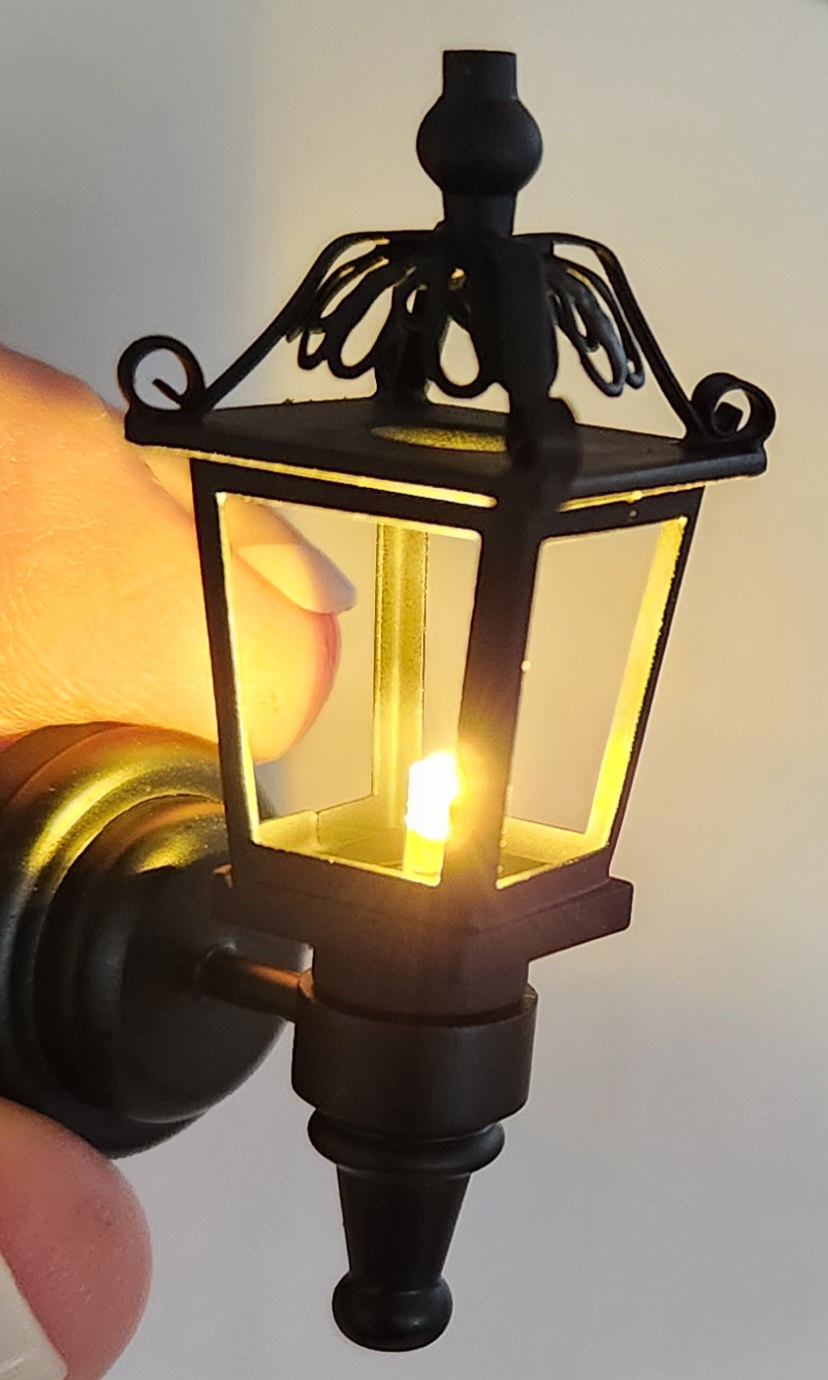 1/12 Scale Miniature LED Battery Powered Black Coach Lamp - Grandpa's ...