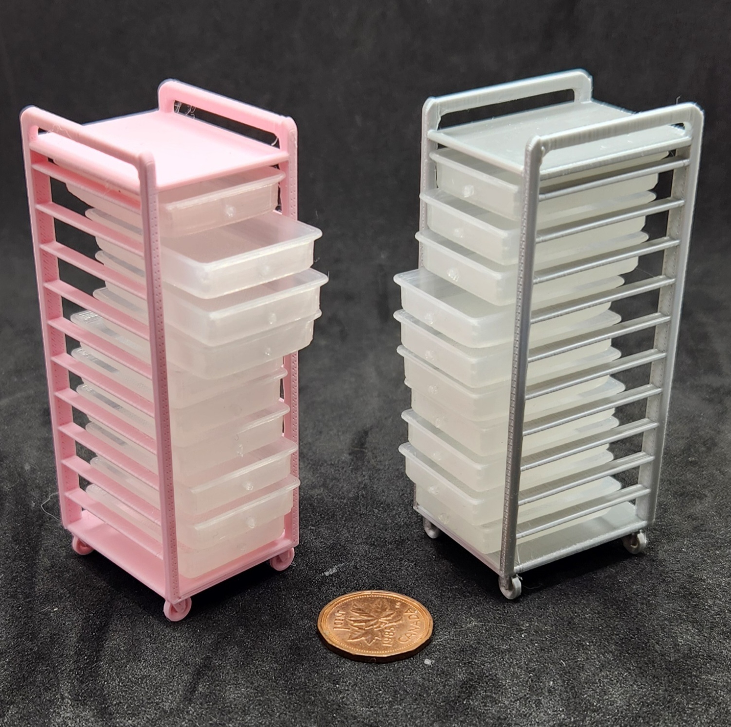1/12 Scale Craft Cart with 10 Clear Drawers - Grandpa's Doll House