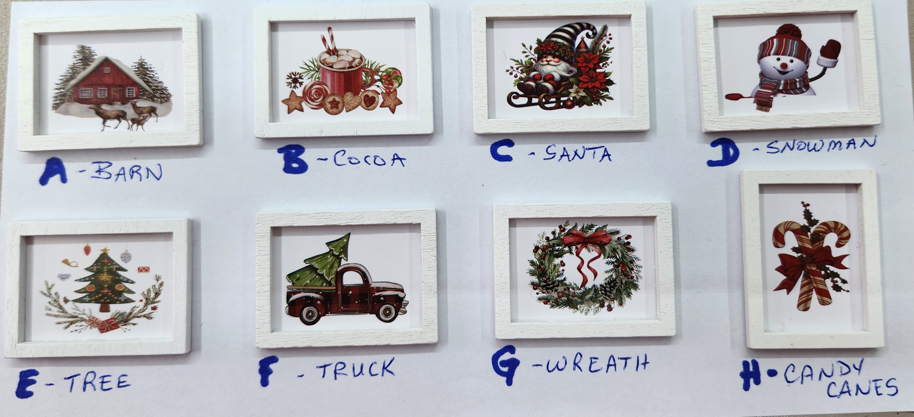 Christmas Framed Pictures - 1/12 Scale - Grandpa's Doll House