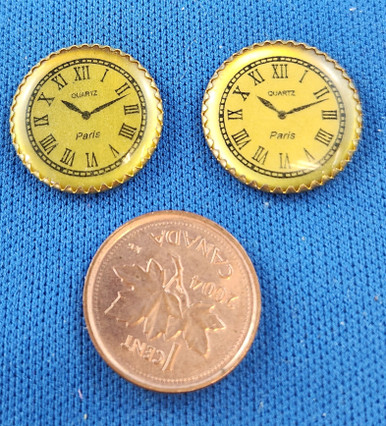 1/12 Scale Pair of Metal Clock Faces (3/4" diameter) - Grandpa's Doll House
