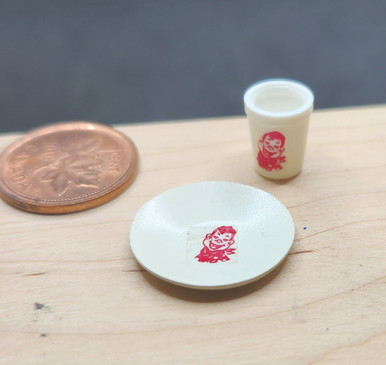1/12 Scale Howdy Doody Plate & Cup Set - Grandpa's Doll House