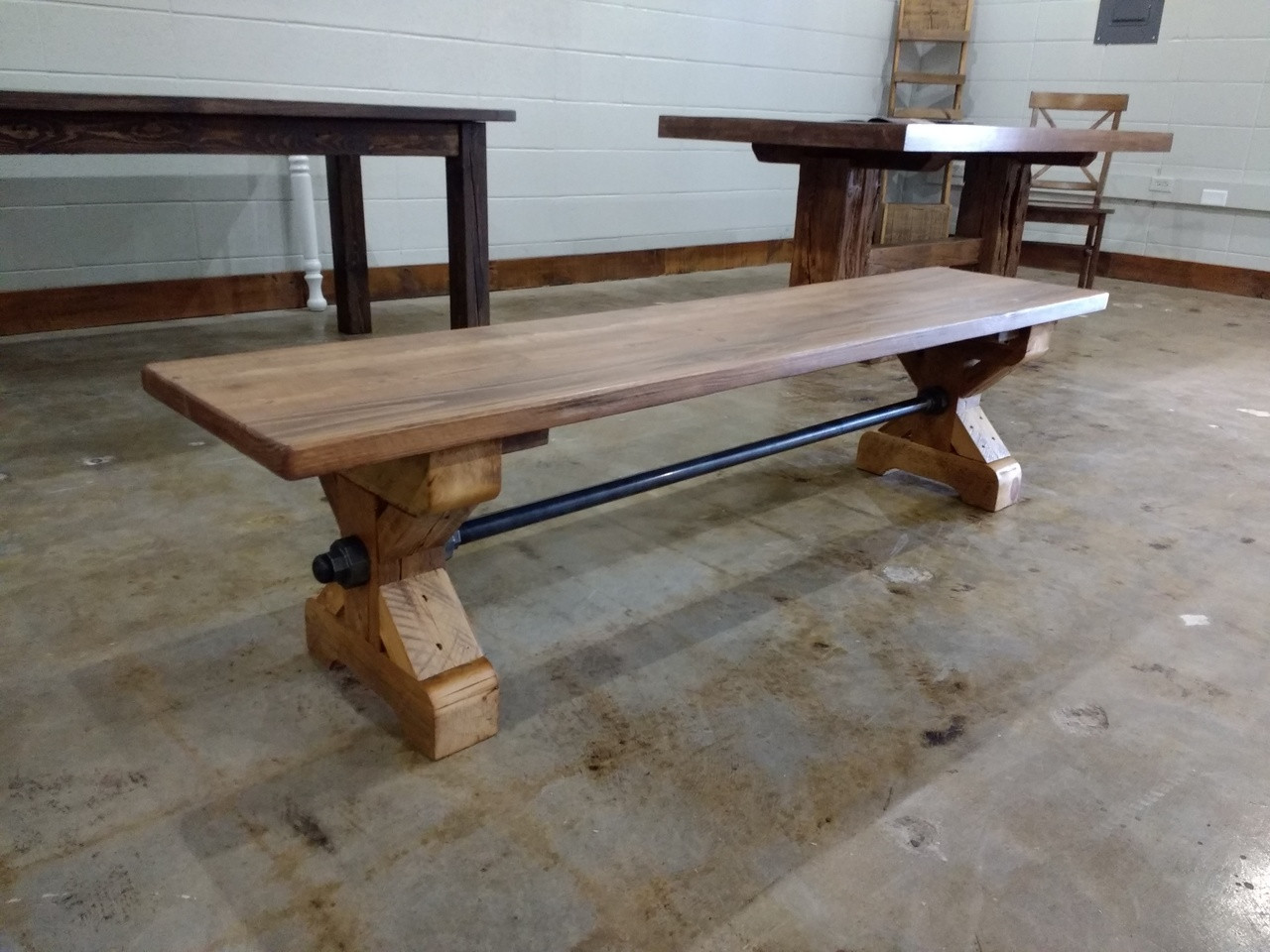 Reclaimed X-Base Iron Rail Bench - Barn & Beam