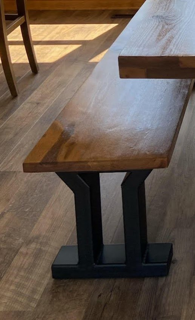 Hand-Welded Metal Y-Base Bench | Industrial Minimalist Design