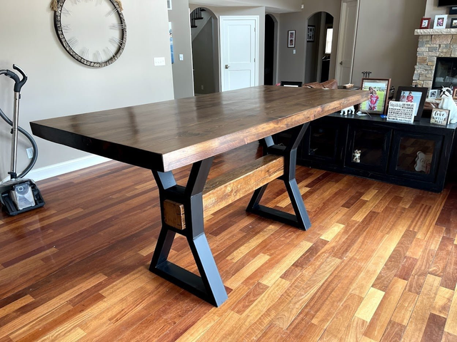 Hand Welded Metal X-Base Dining Table - Barn & Beam
