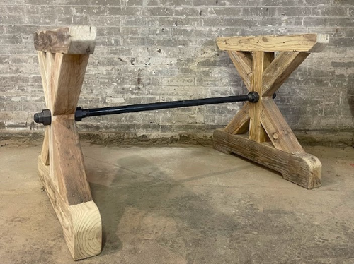 Reclaimed X-Base Iron Rail Table Base | DIY Table Base | Rustic Table Base