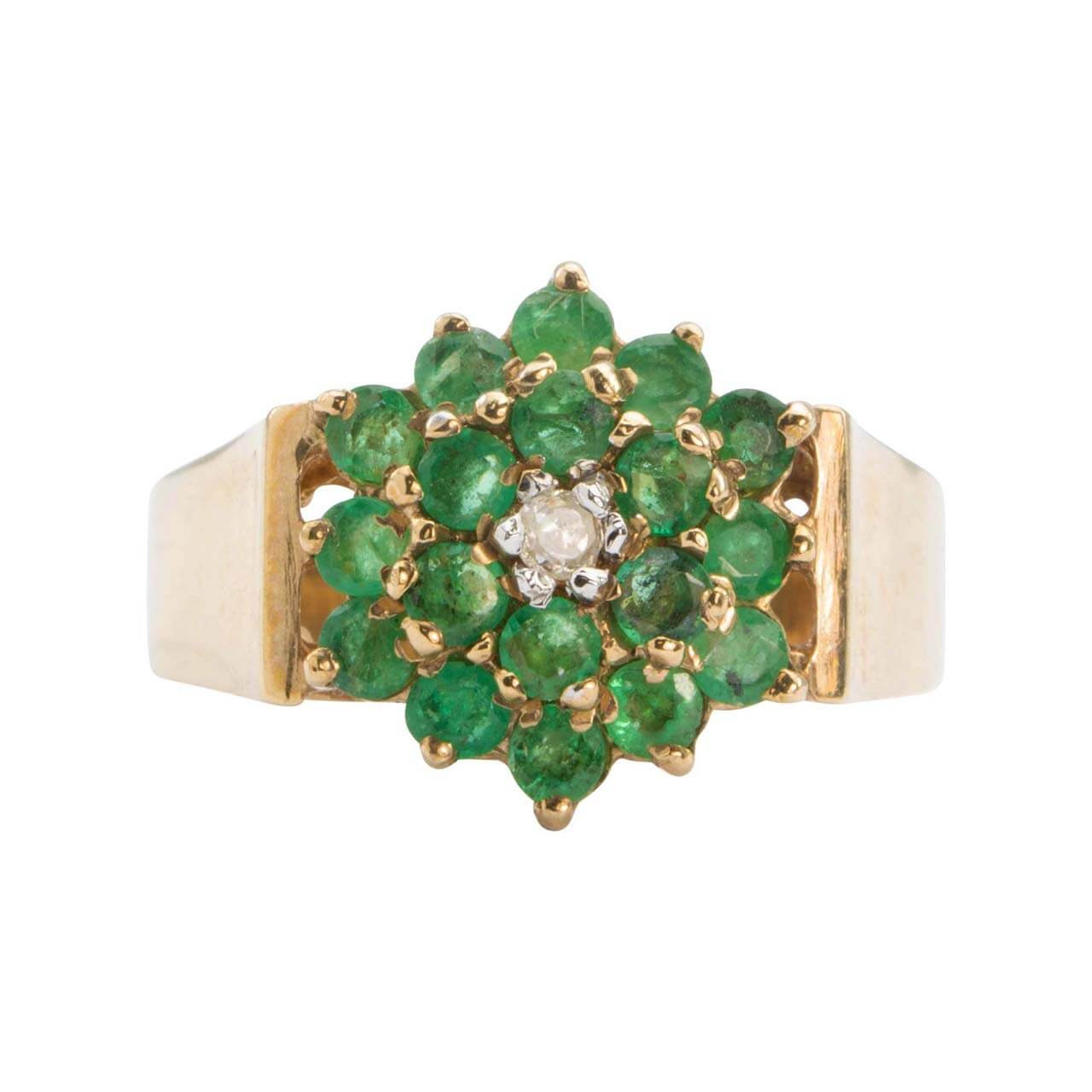 Second Hand Emerald & Diamond Cluster Ring | RH Jewellers