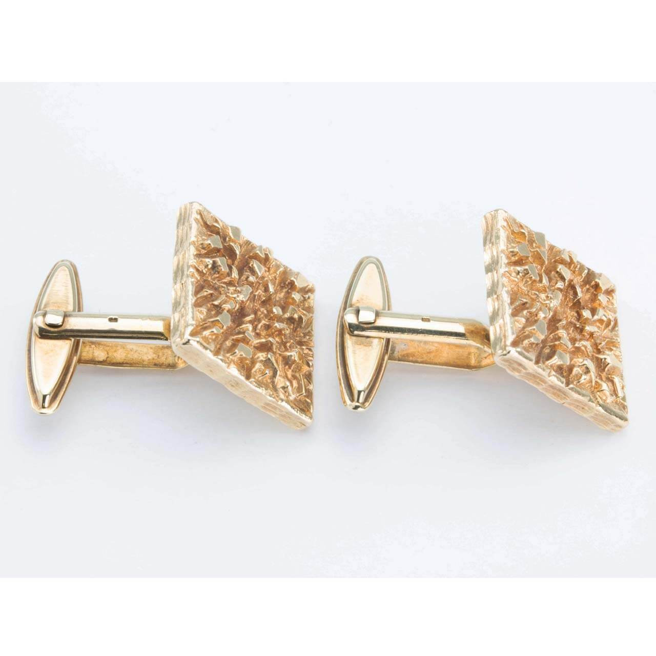 Second Hand 9ct Gold Bark Effect Cufflinks | RH Jewellers