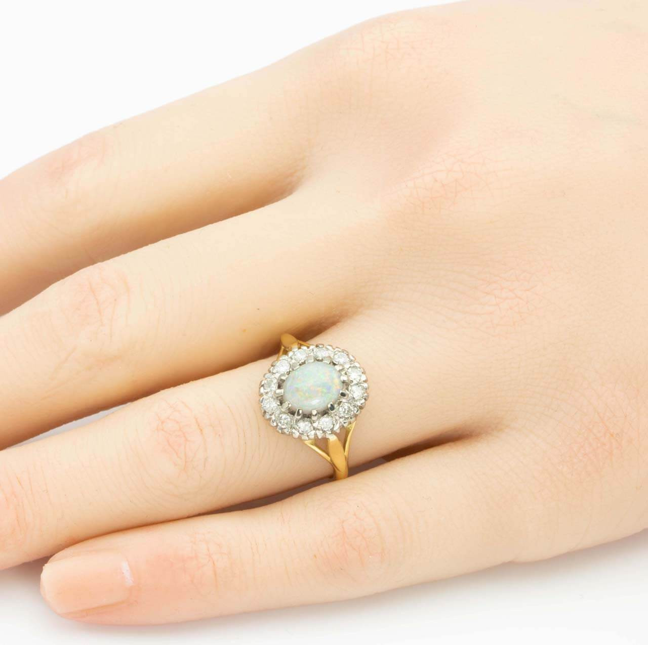 Second Hand Opal & Diamond Cluster Ring | RH Jewellers