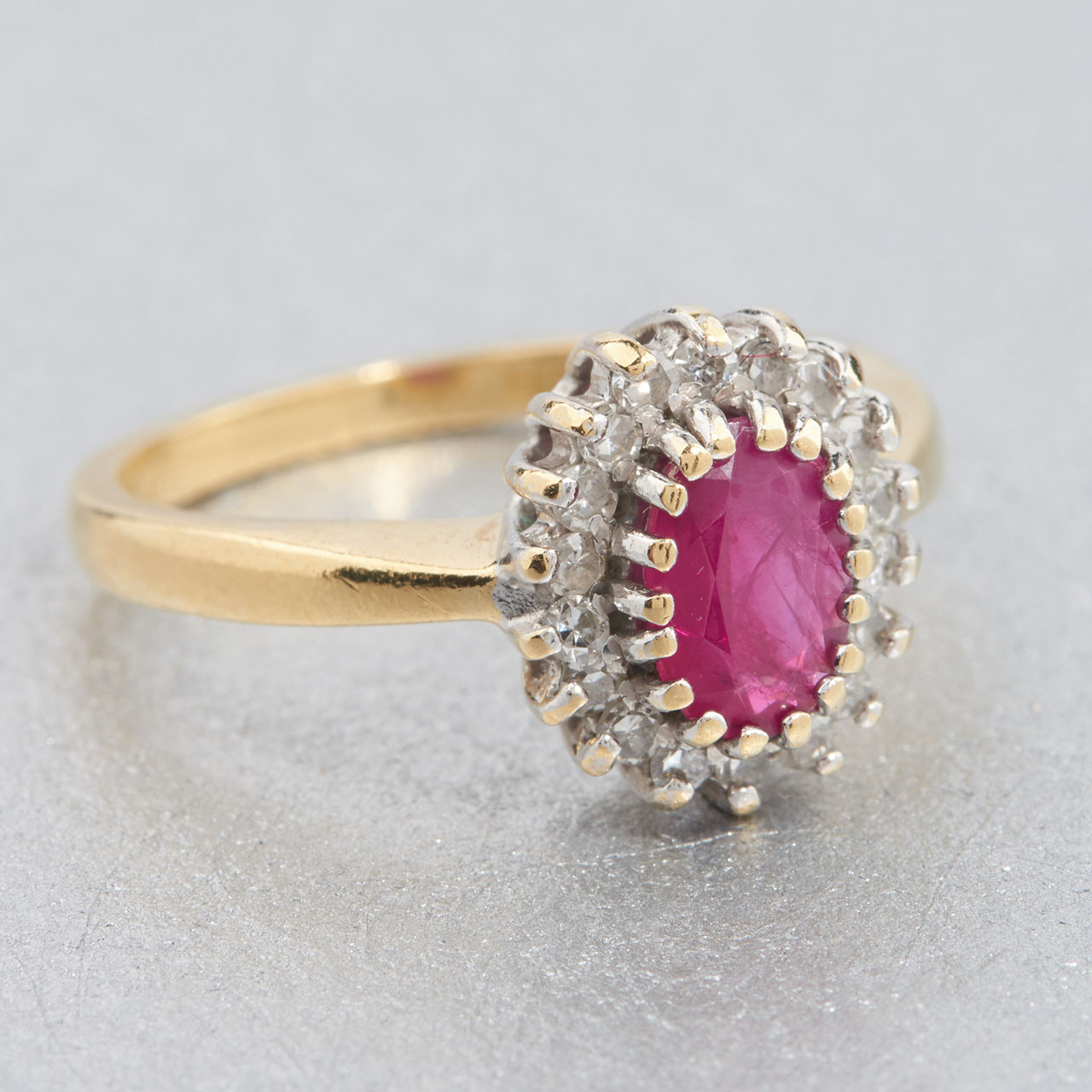 Second Hand Ruby & Diamond Cluster Ring | RH Jewellers