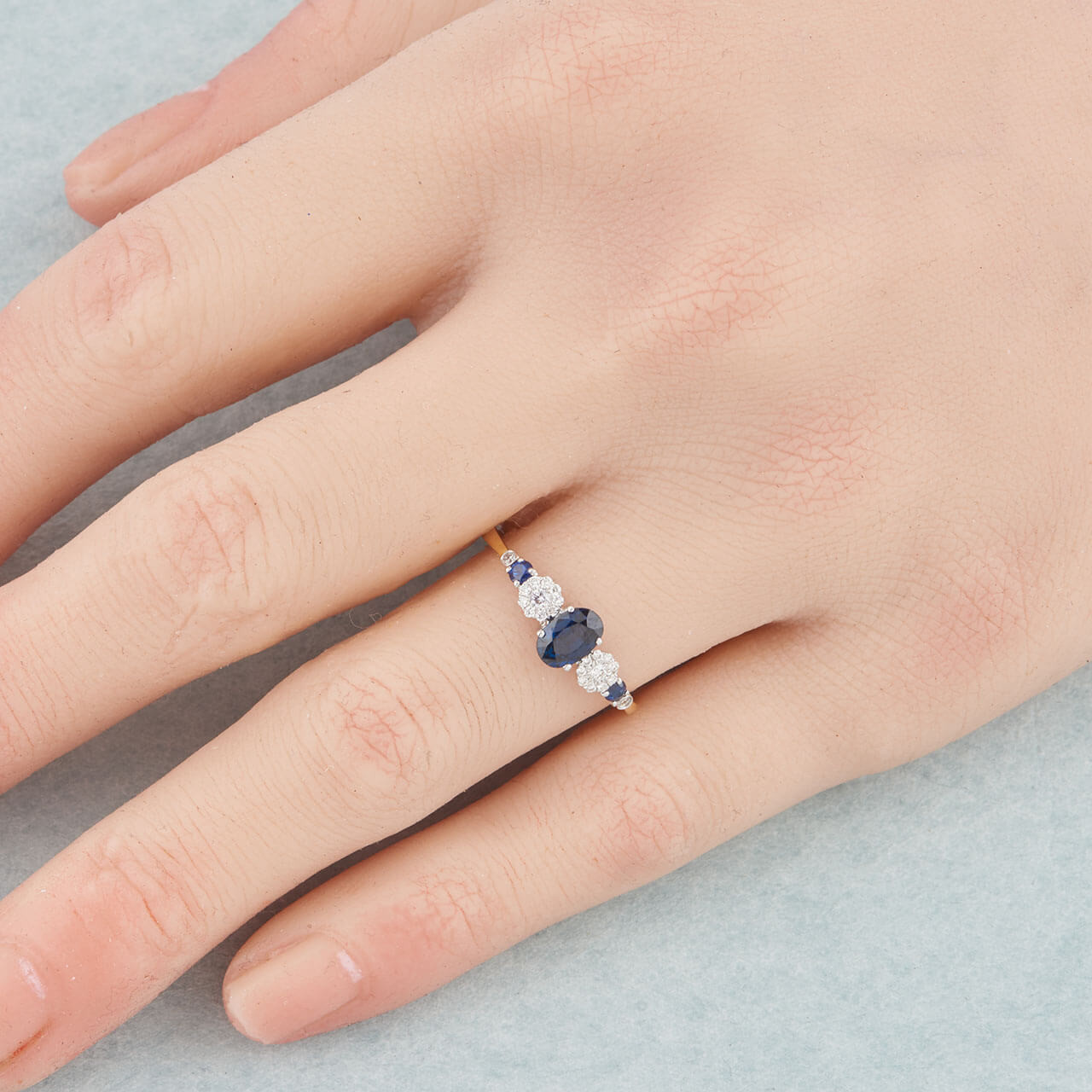 18ct Gold Oval Sapphire & Diamond Dress Ring | RH Jewellers