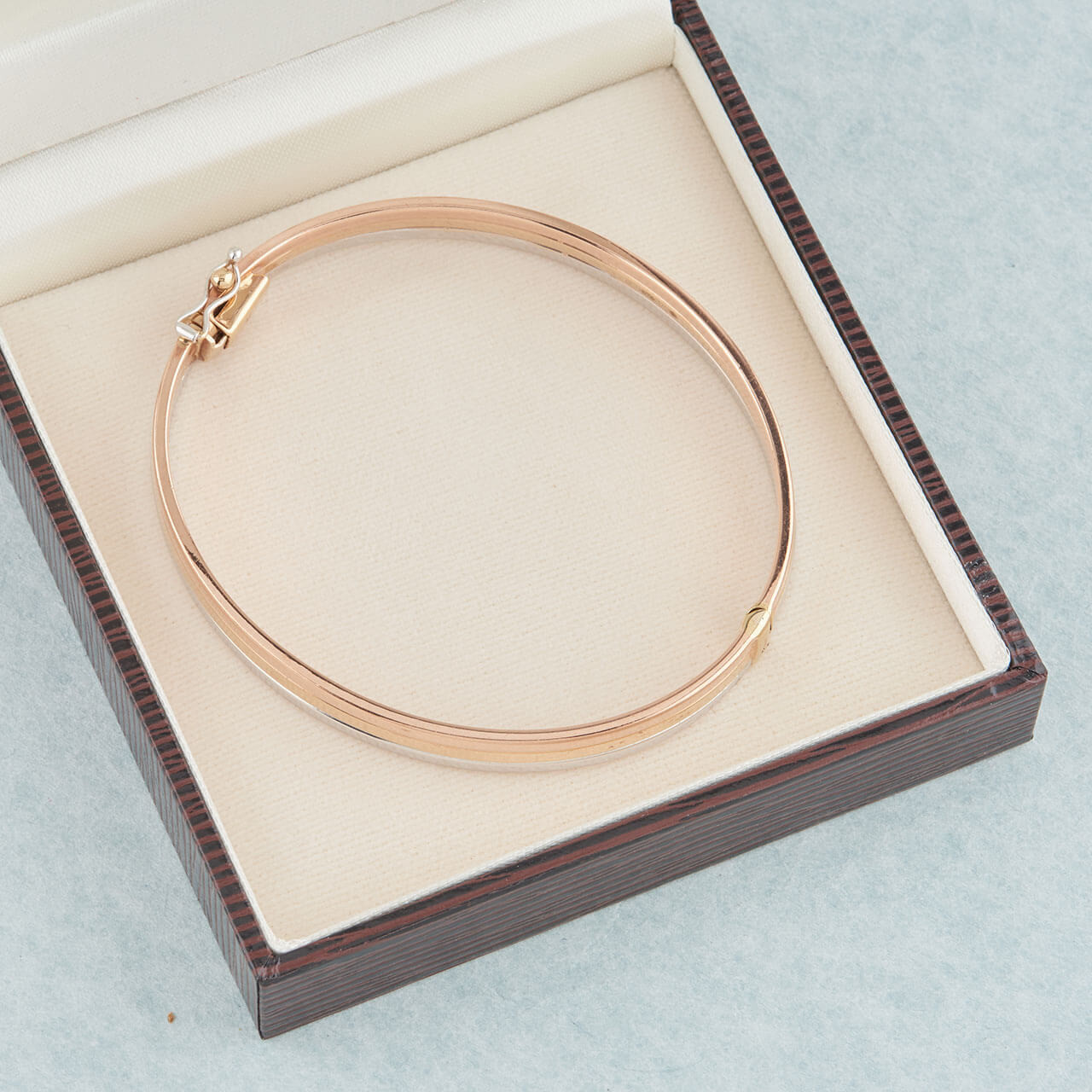 9ct 3 Colour Gold Triple Strip Hinged Bangle | RH Jewellers