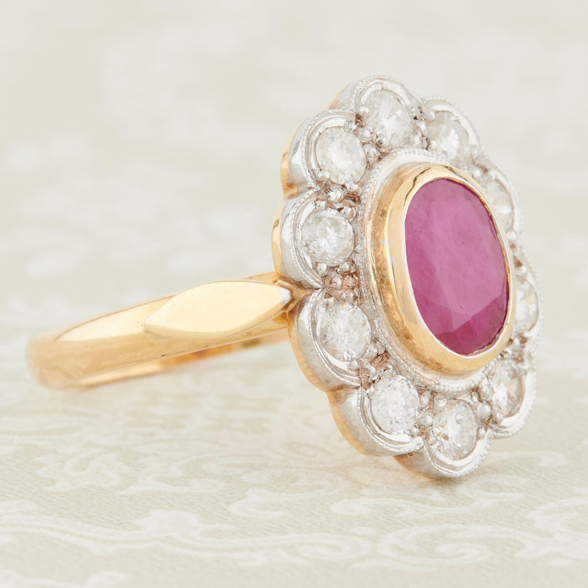 Second Hand Ruby & Diamond Cluster Ring | RH Jewellers