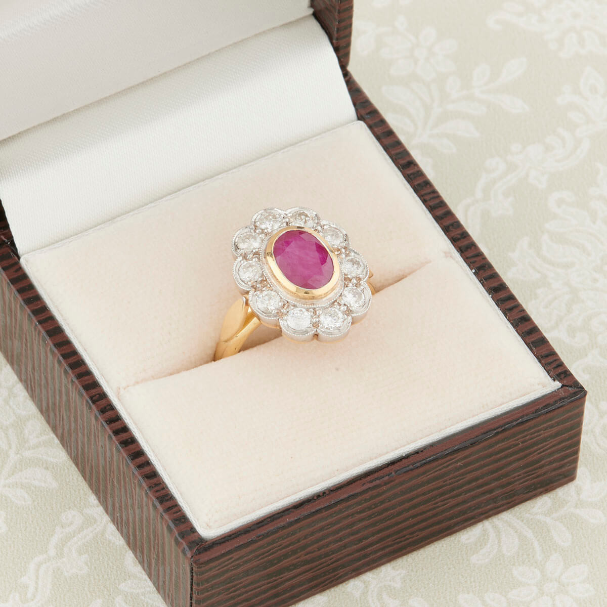 Second Hand Ruby & Diamond Cluster Ring | RH Jewellers