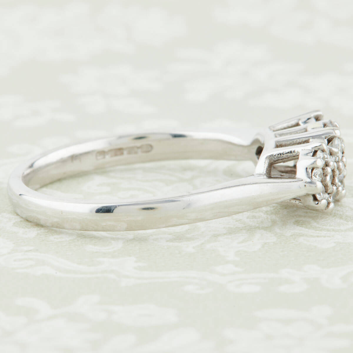 9ct White Gold Triple Cluster Diamond Ring | RH Jewellers