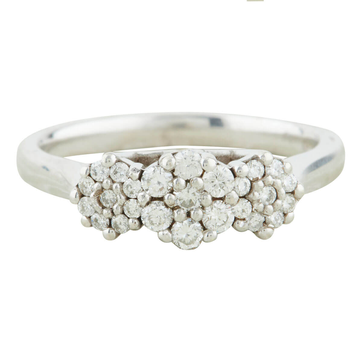 9ct White Gold Triple Cluster Diamond Ring | RH Jewellers