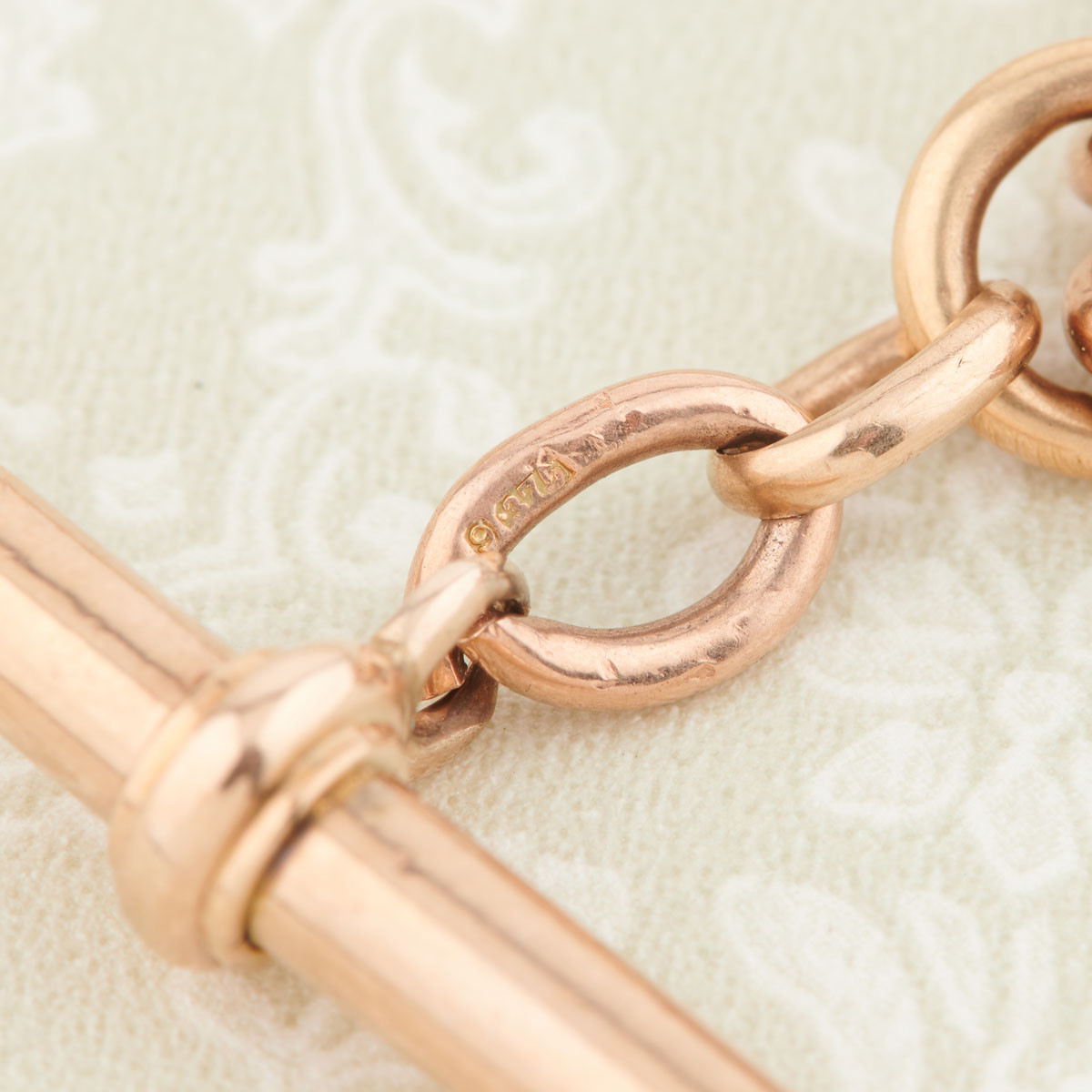 Antique Gold Albert Watch Chain with Fob & T-Bar | RH Jewellers