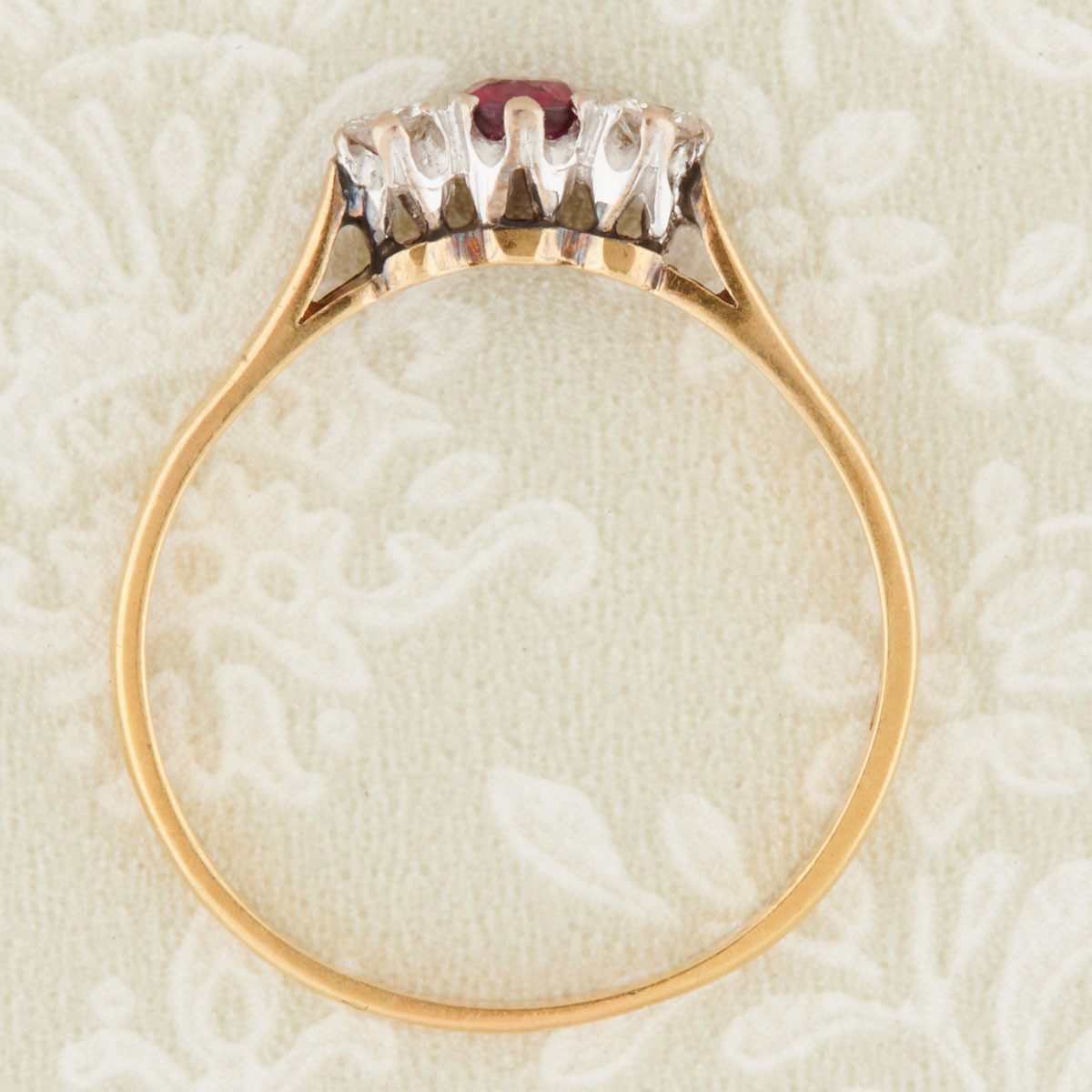 Second Hand Gold Ruby & Diamond 3 Stone Ring | RH Jewellers