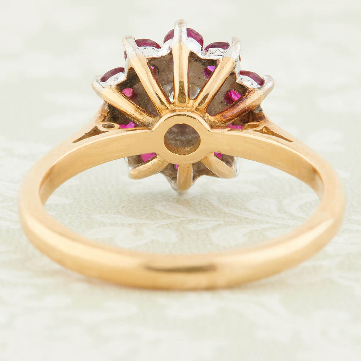 Second Hand Gold Ruby & Diamond Cluster Ring | RH Jewellers
