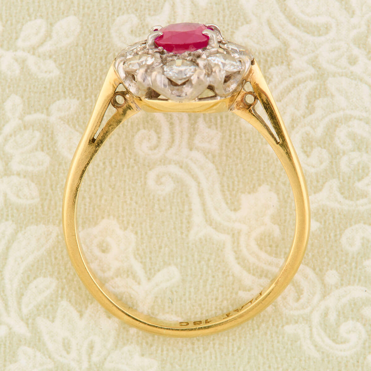 Vintage 18ct Gold Ruby & Diamond Cluster Ring | RH Jewellers