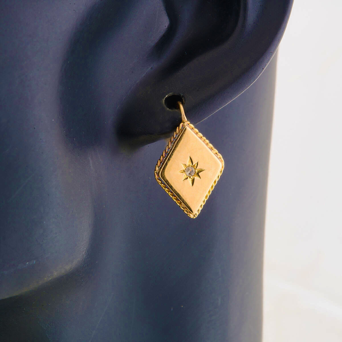 Antique 18ct Gold Diamond Shaped Earrings | RH Jewellers