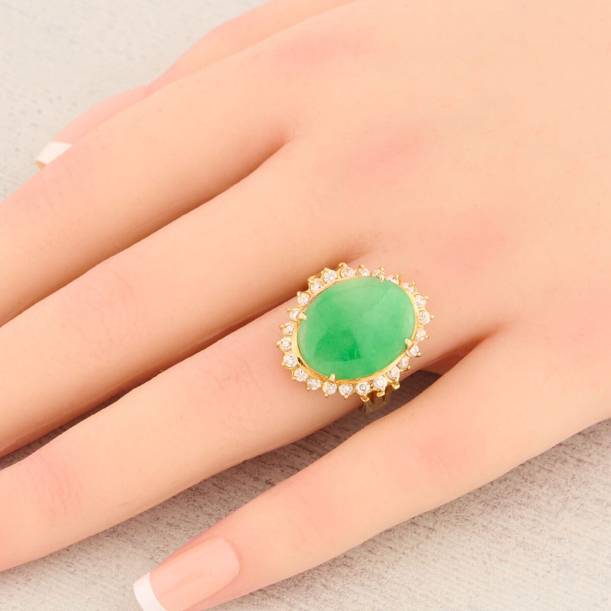 Second Hand 18ct Gold Jade Cluster Ring | RH Jewellers
