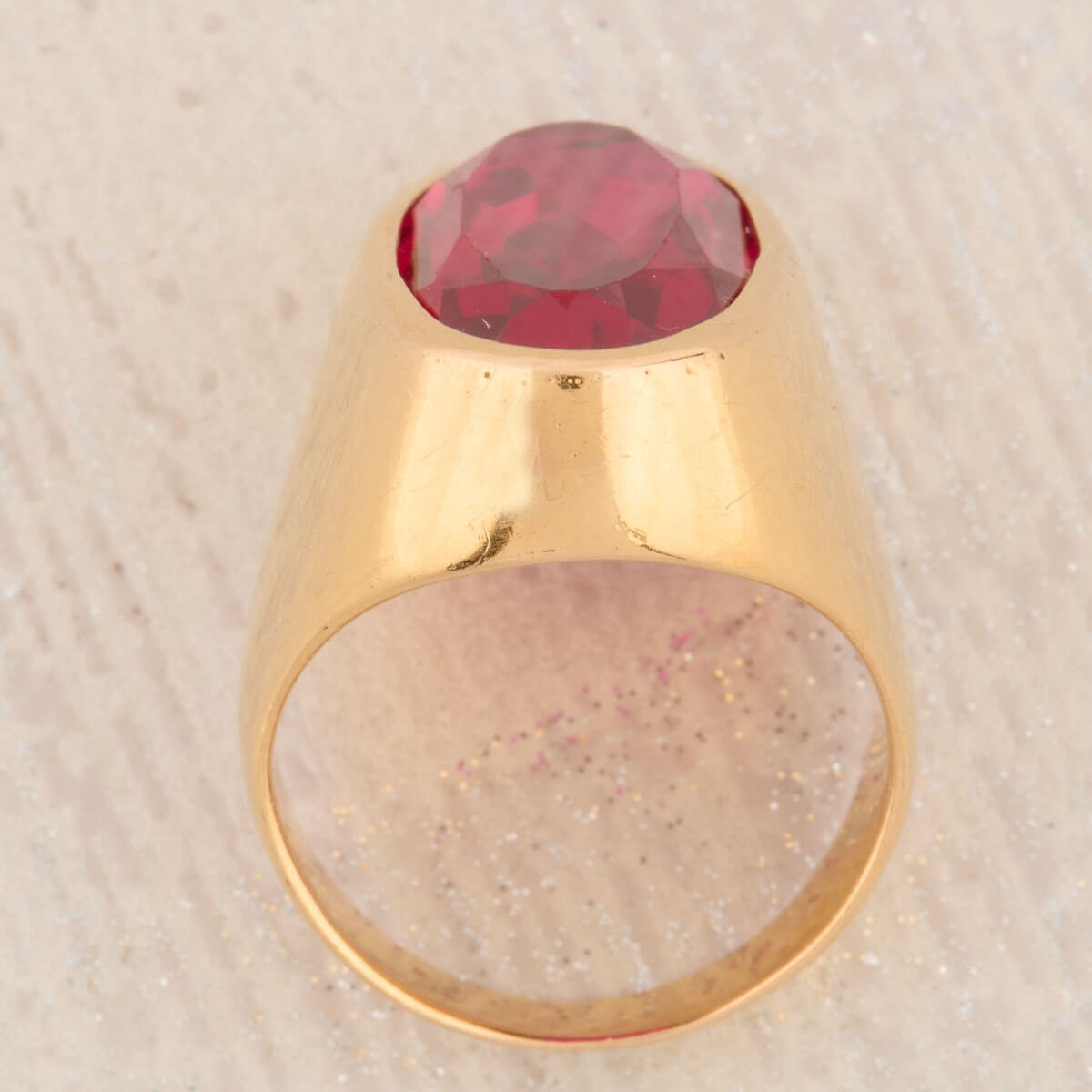 Vintage 18ct Gold Synthetic Ruby Pinkie Ring | RH Jewellers