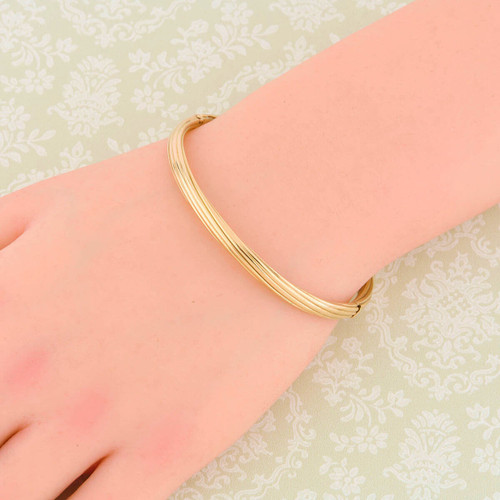 Second Hand 9ct Gold Reeded Hinged Bangle | RH Jewellers
