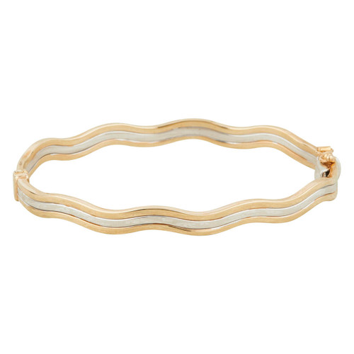 9ct 2 Colour Gold Wave Bangle | RH Jewellers