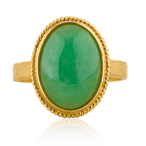 Second Hand 18ct Gold Large Oval Jade Ring | RH Jewellers