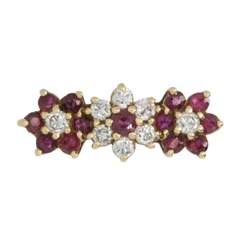 Second Hand Ruby Diamond Triple Cluster Ring | RH Jewellers