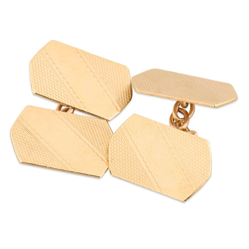 Vintage 9ct Gold Engraved Chain Cufflinks | RH Jewellers