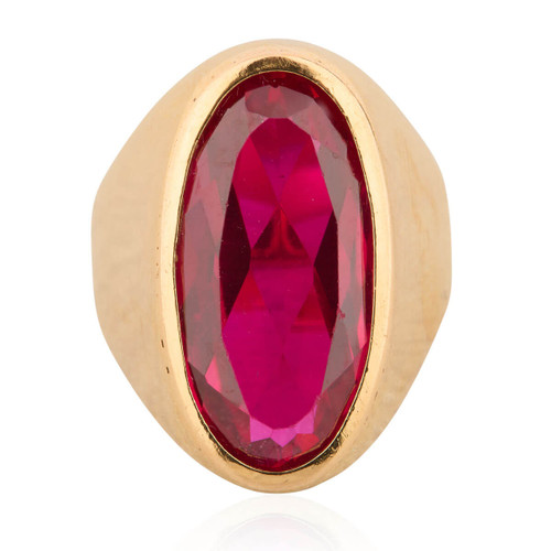 Vintage 18ct Gold Synthetic Ruby Pinkie Ring | RH Jewellers
