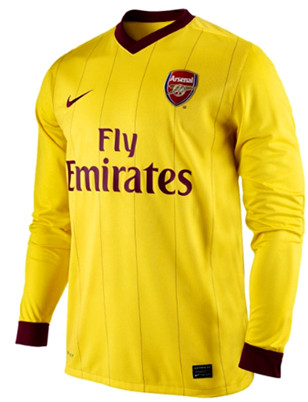 NIKE ARSENAL 2011 AWAY L/S JERSEY yellow - Soccer Plus