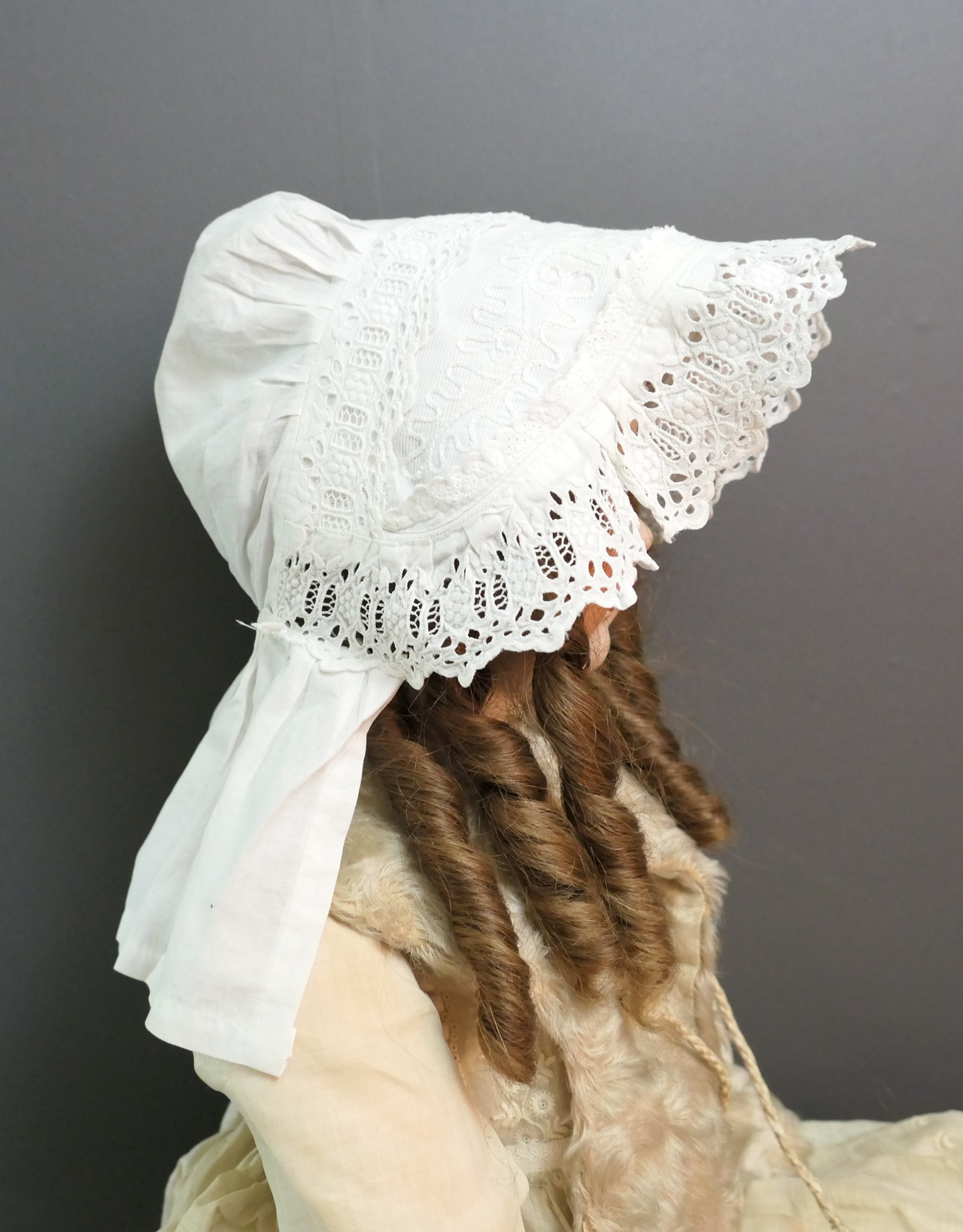 Antique White Lace Baby Bonnet, Victorian 1800s, Embroidered Drawnwork ...