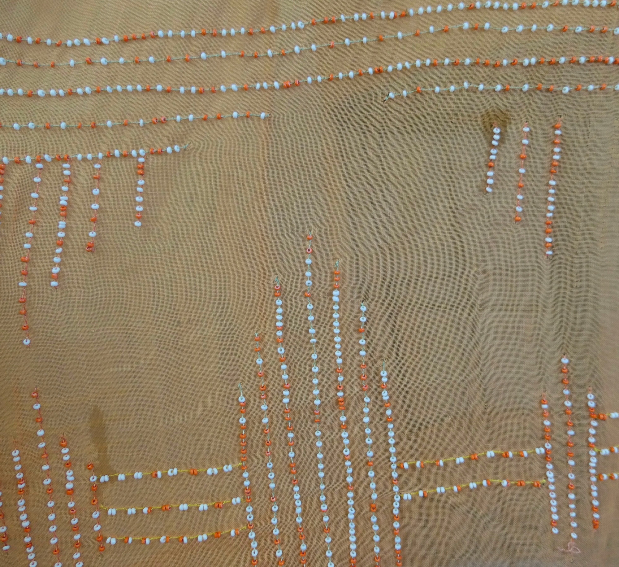 1920s Vintage Beaded Peach Dress, Sheer Cotton Gauze with Orange ...