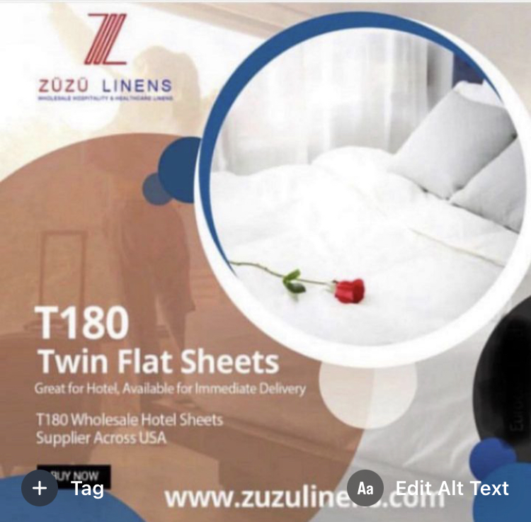 T180 TWIN FLAT SHEETS - Zuzu Linens USA